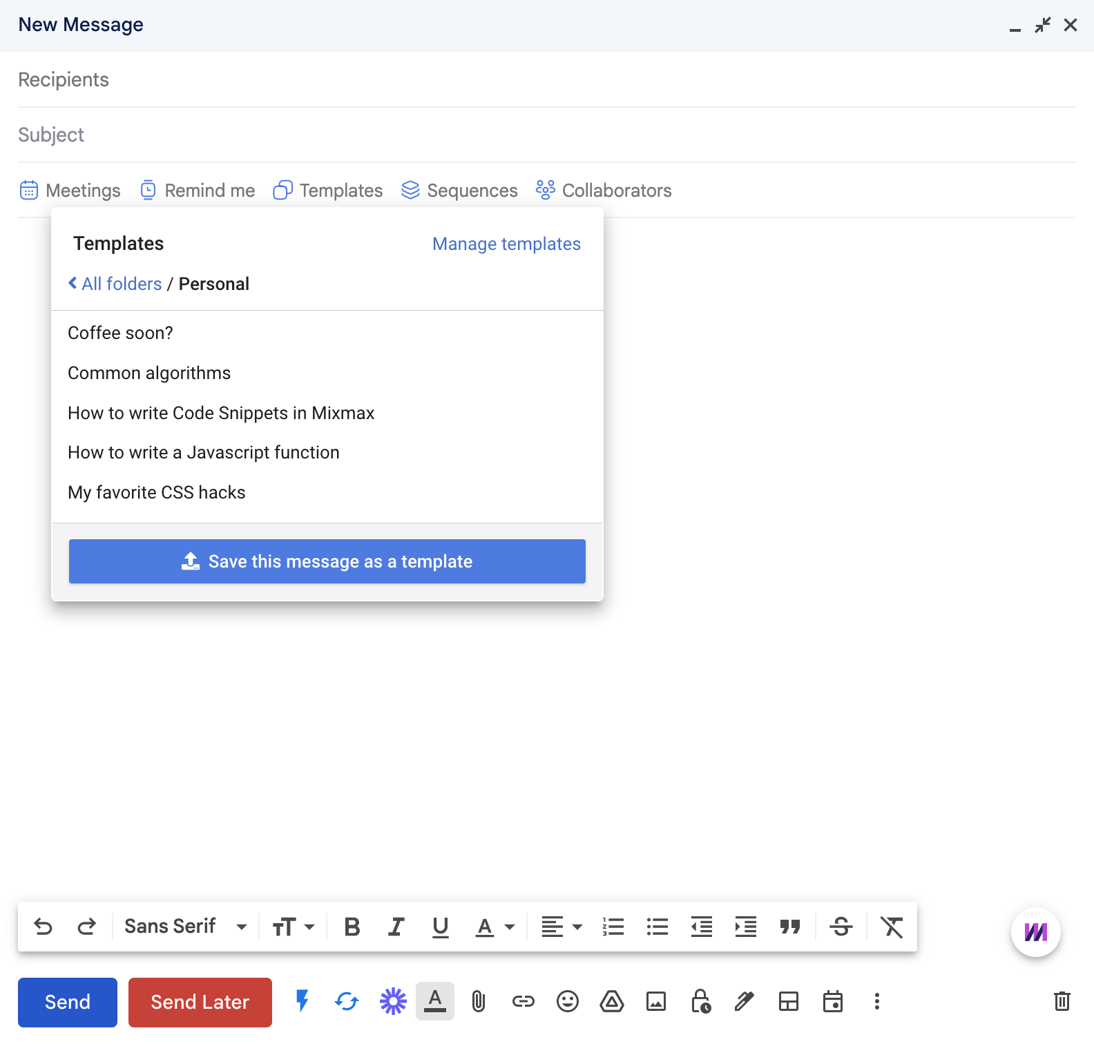How to Write and Send Code Block in Gmail | Mixmax