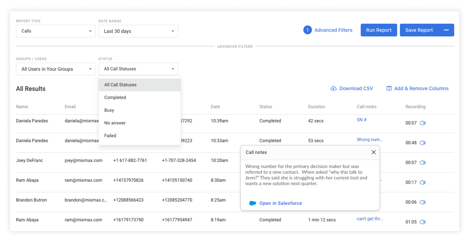 Dive Deeper into Call Reporting | Mixmax