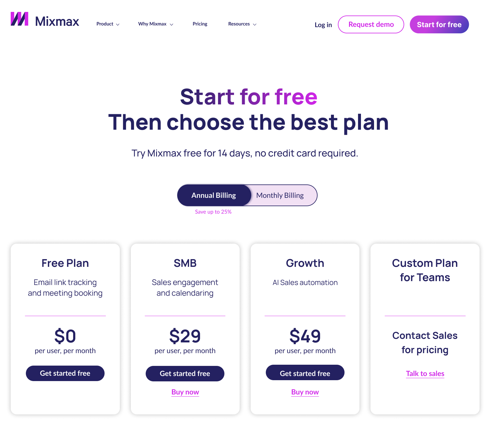 Plans & Pricing | Mixmax